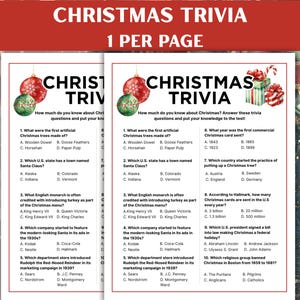 Christmas Trivia Game, Family Holiday Trivia Game, Adult Holiday Games ...