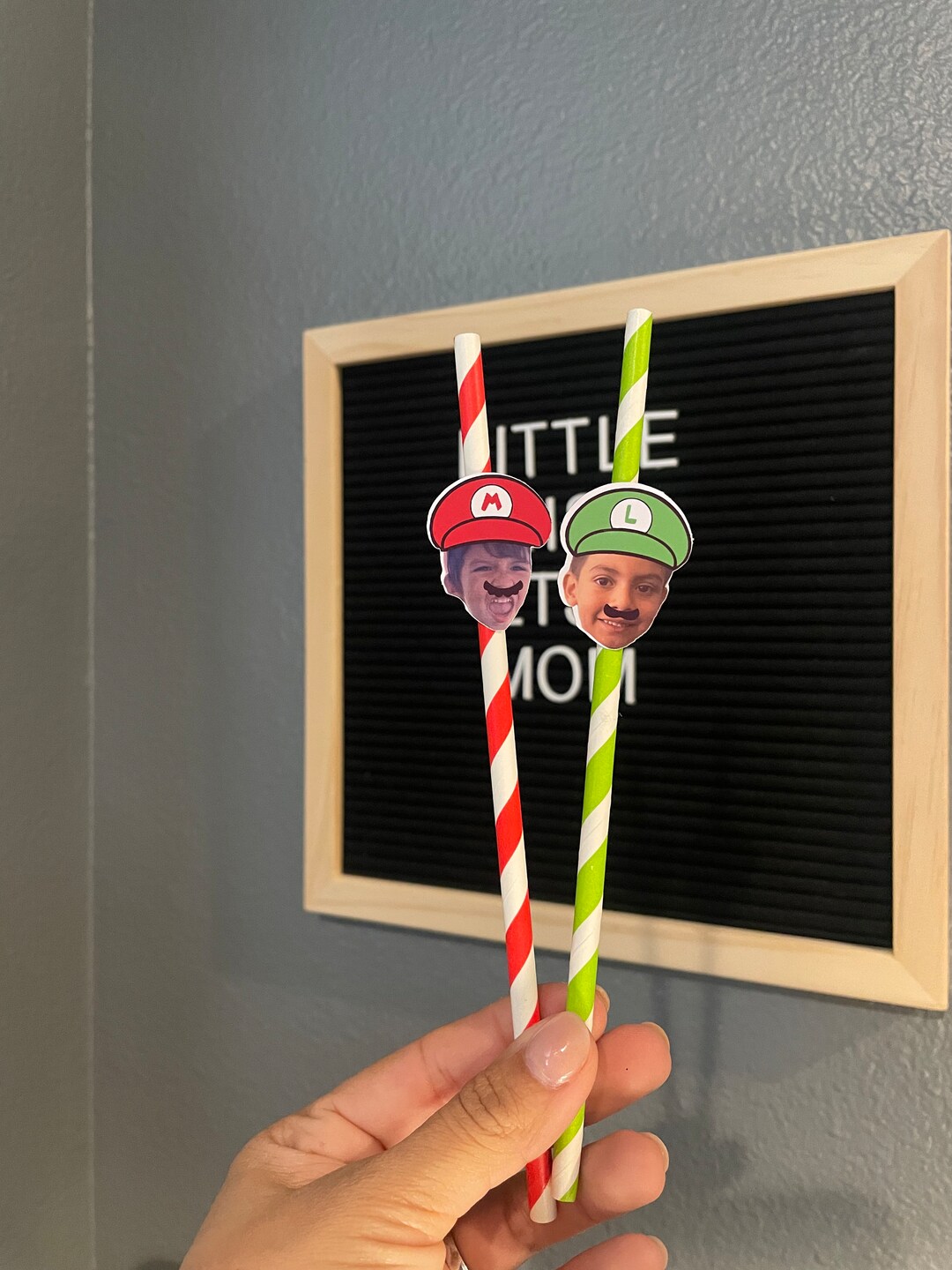 Custom Face Straws (mario Bros Theme) - Etsy
