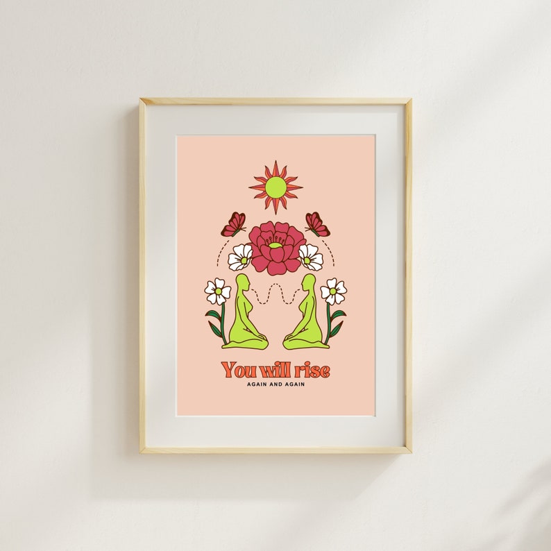 Yoga Poster Pose Art Boho Printable Groovy Illustration - Etsy