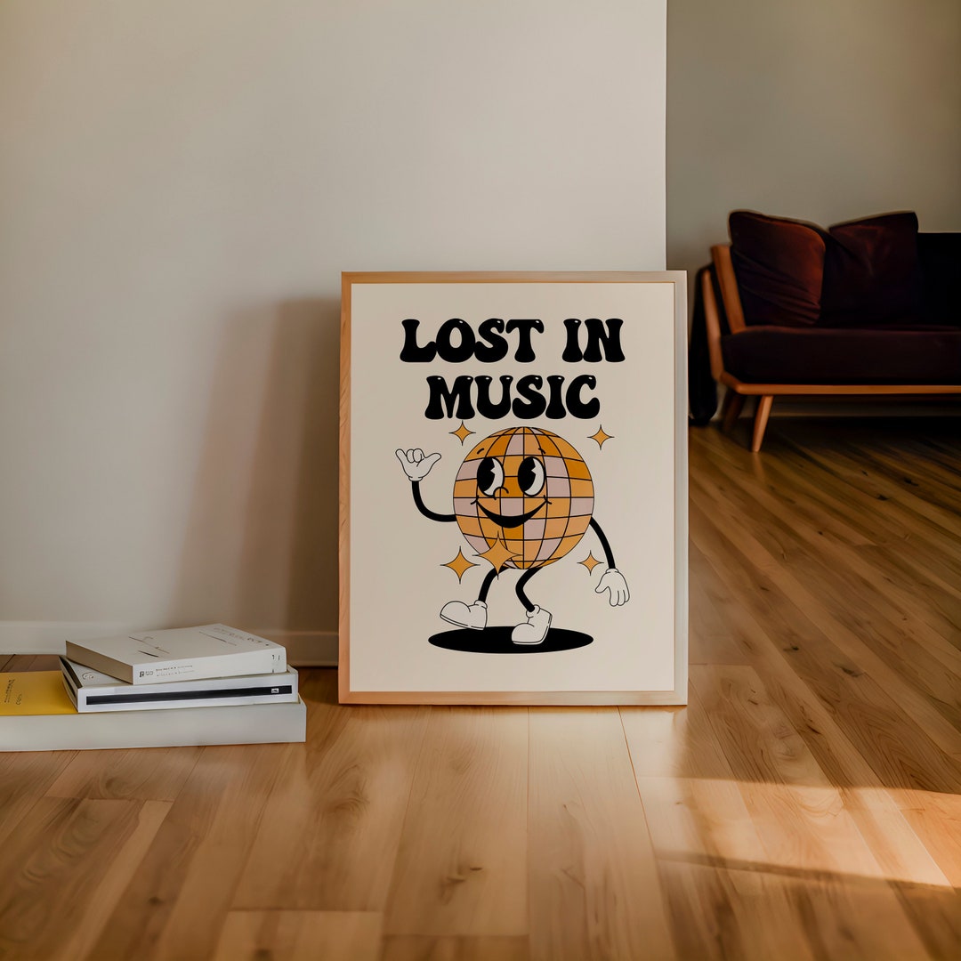 Lost in Music Poster, Digital Art, Music Inspired, Retro Design, Wall ...