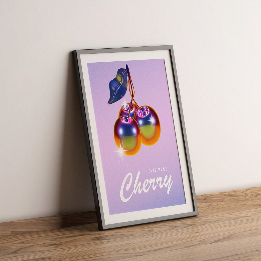 Cherries Posters, Cocktail Lover Gift, Bar Decoration, Cherry Print Art ...