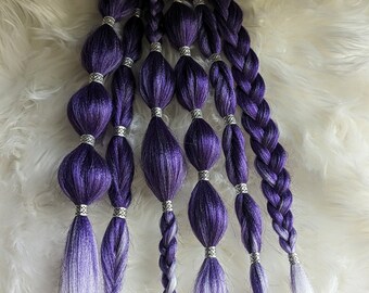 Brunette and Purple Rave Braids Festival Hair Ponytail Extensions - Etsy