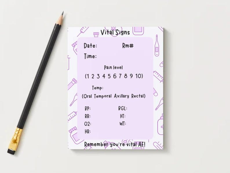 Nursing Vitals Notepad - Etsy