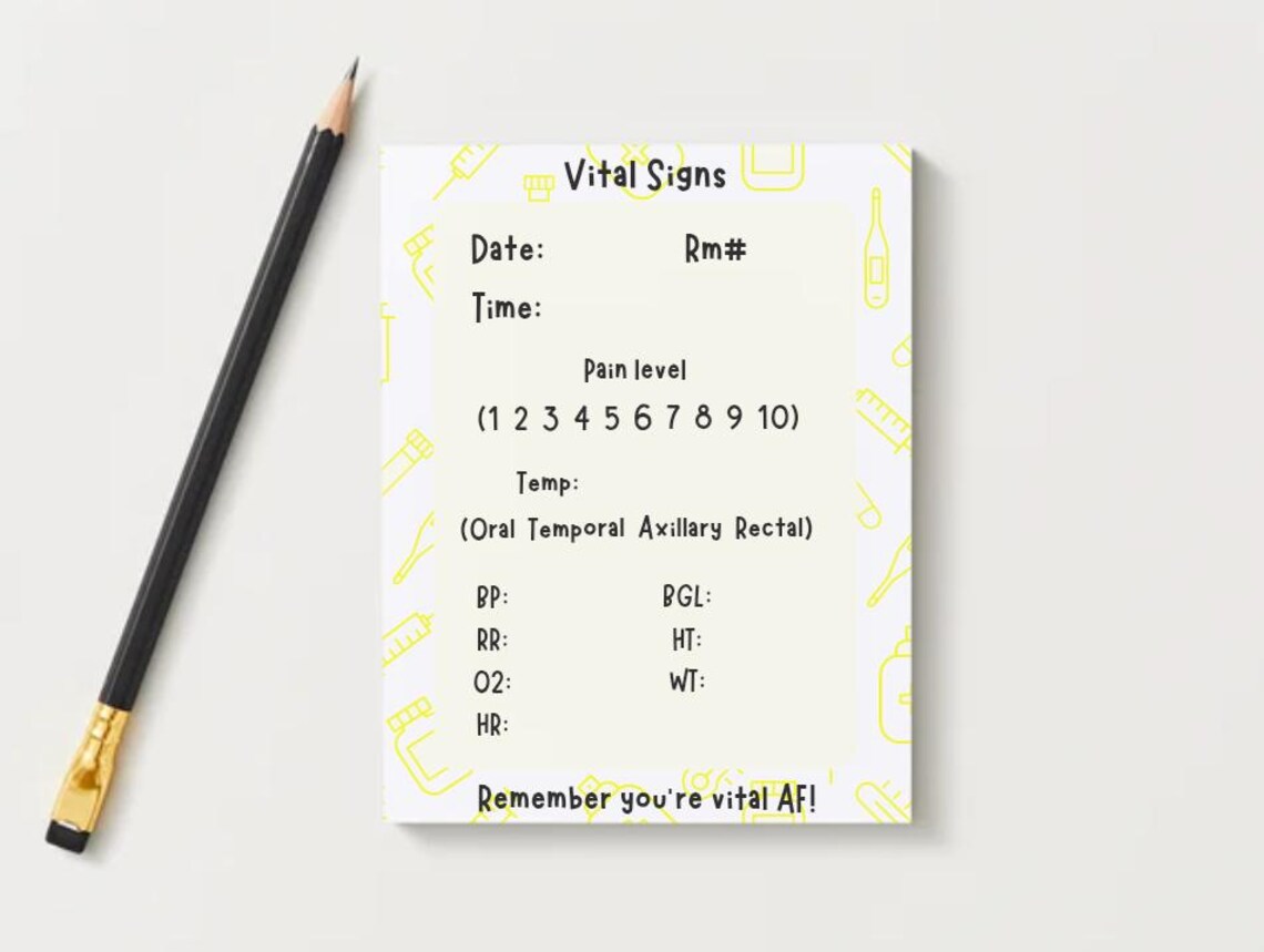 Nursing Vitals Notepad - Etsy