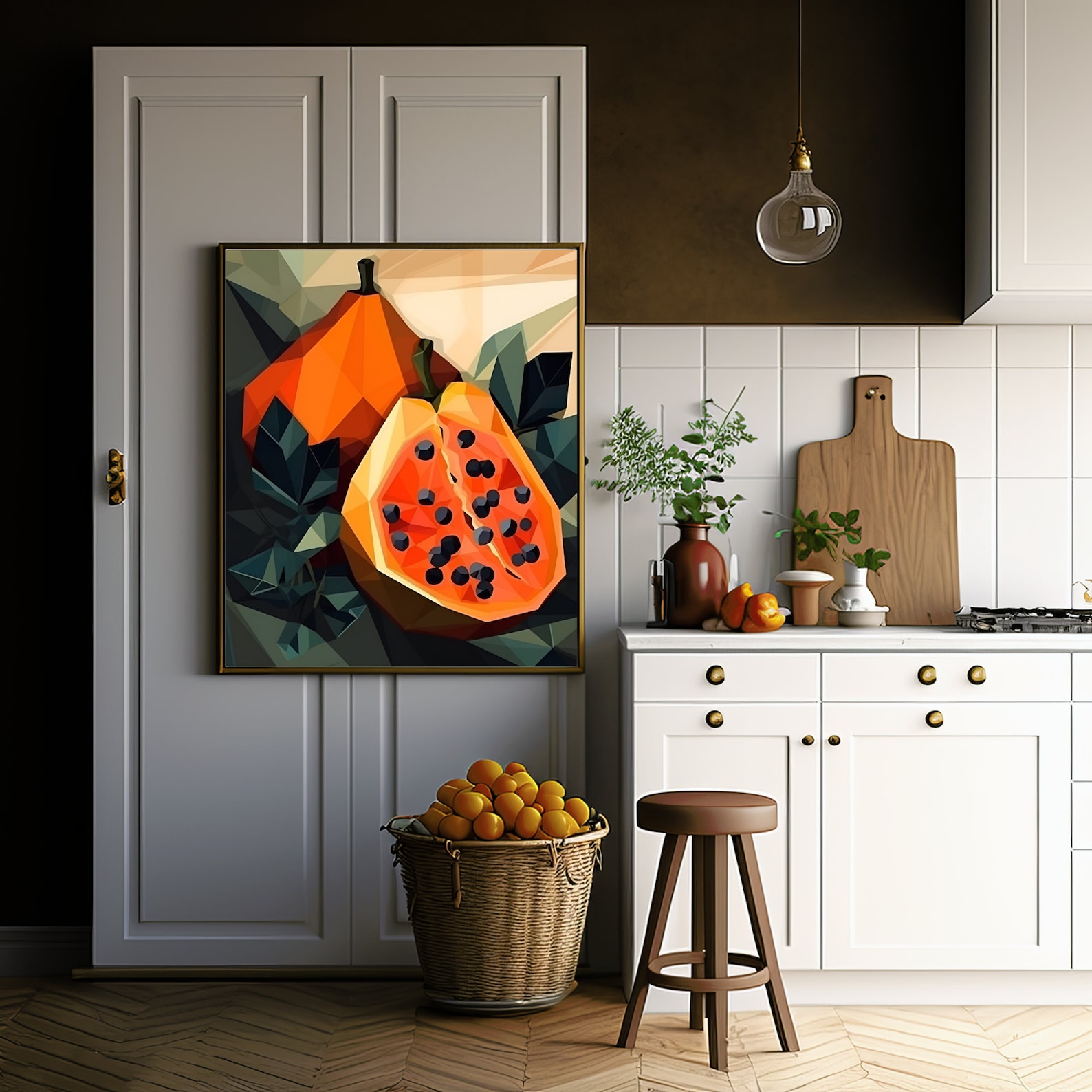 Papaya Painting Modern Cubism Kitchen Decor Digital Wall Art - Etsy Canada