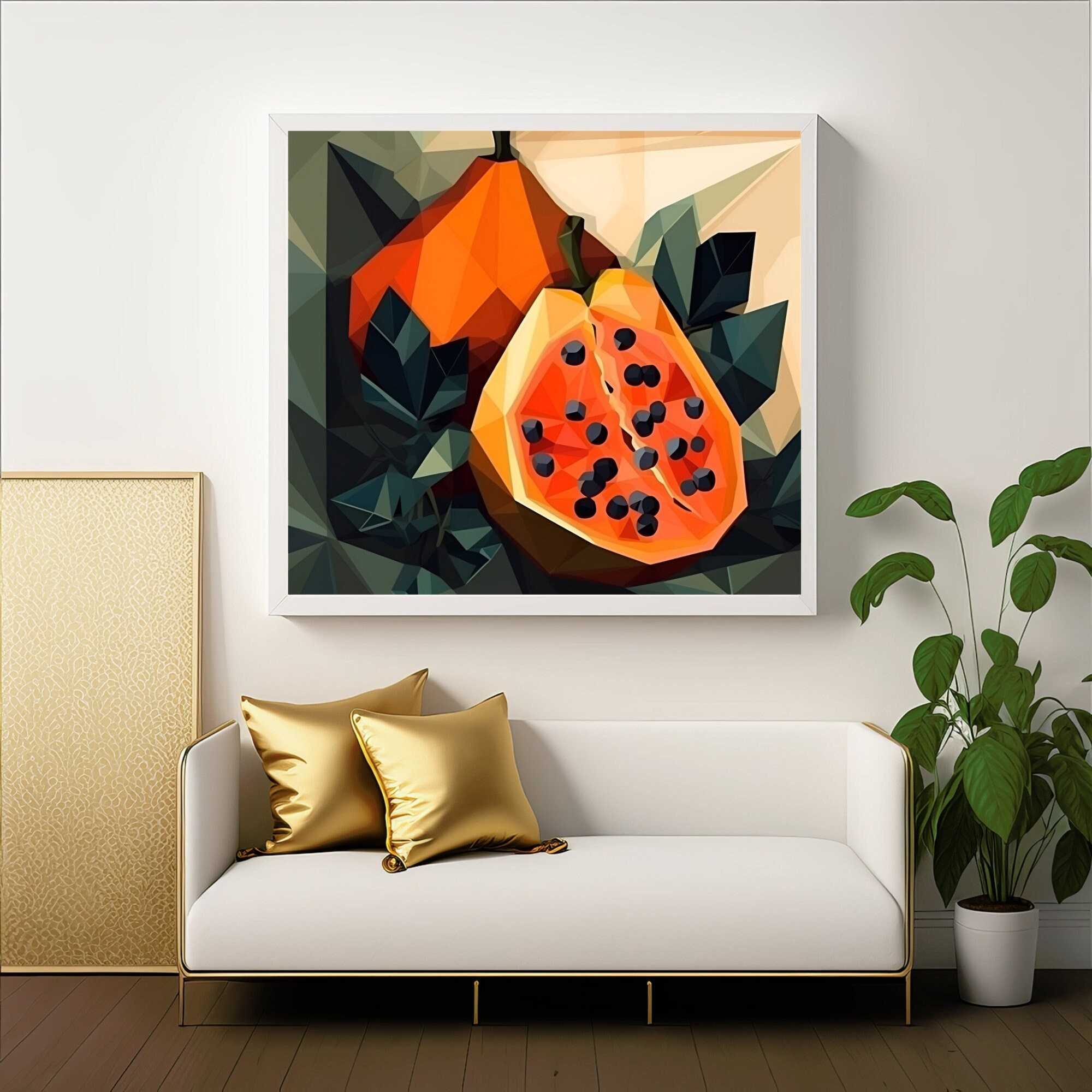 Papaya Painting Modern Cubism Kitchen Decor Digital Wall Art - Etsy Canada