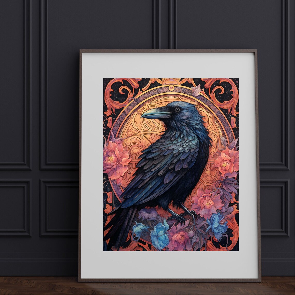 Crow Nouveau, Crow Artwork, Crow Painting, Wall Decor Print, Gothic Art ...