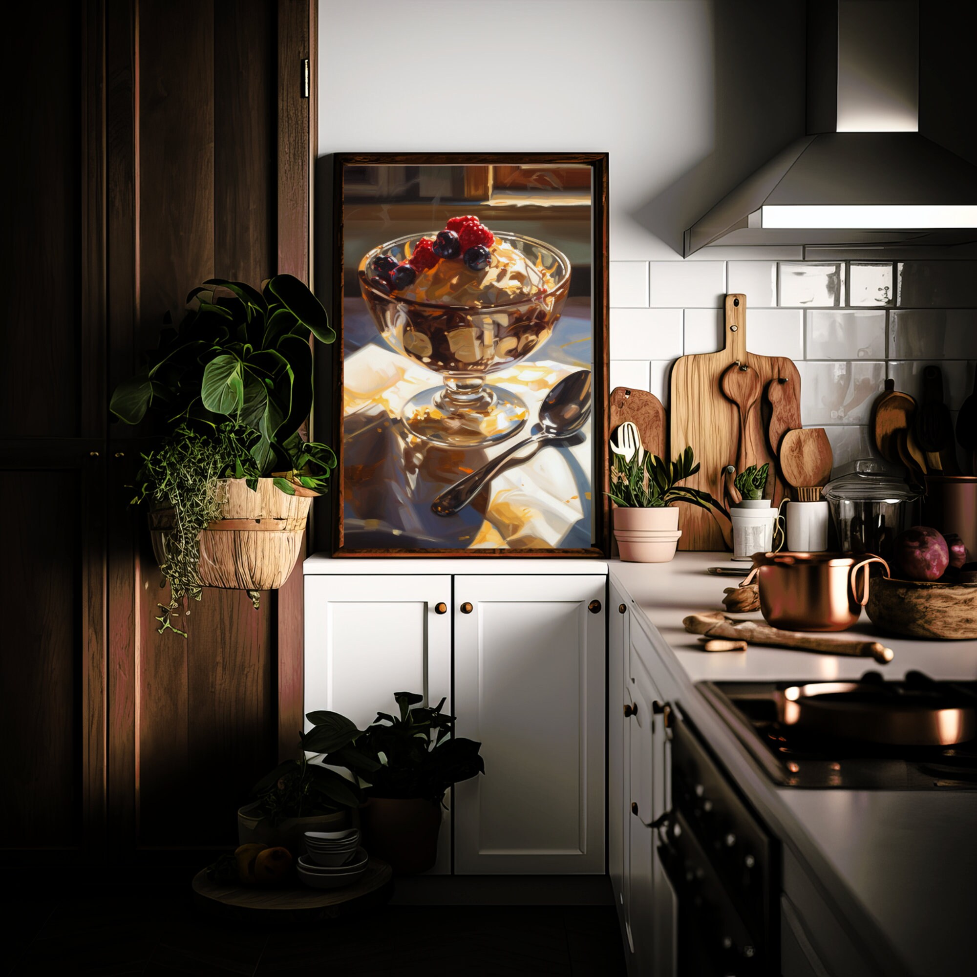 Ice Cream Sundae Painting Wall Art, Digital Print, Contemporary Dessert ...