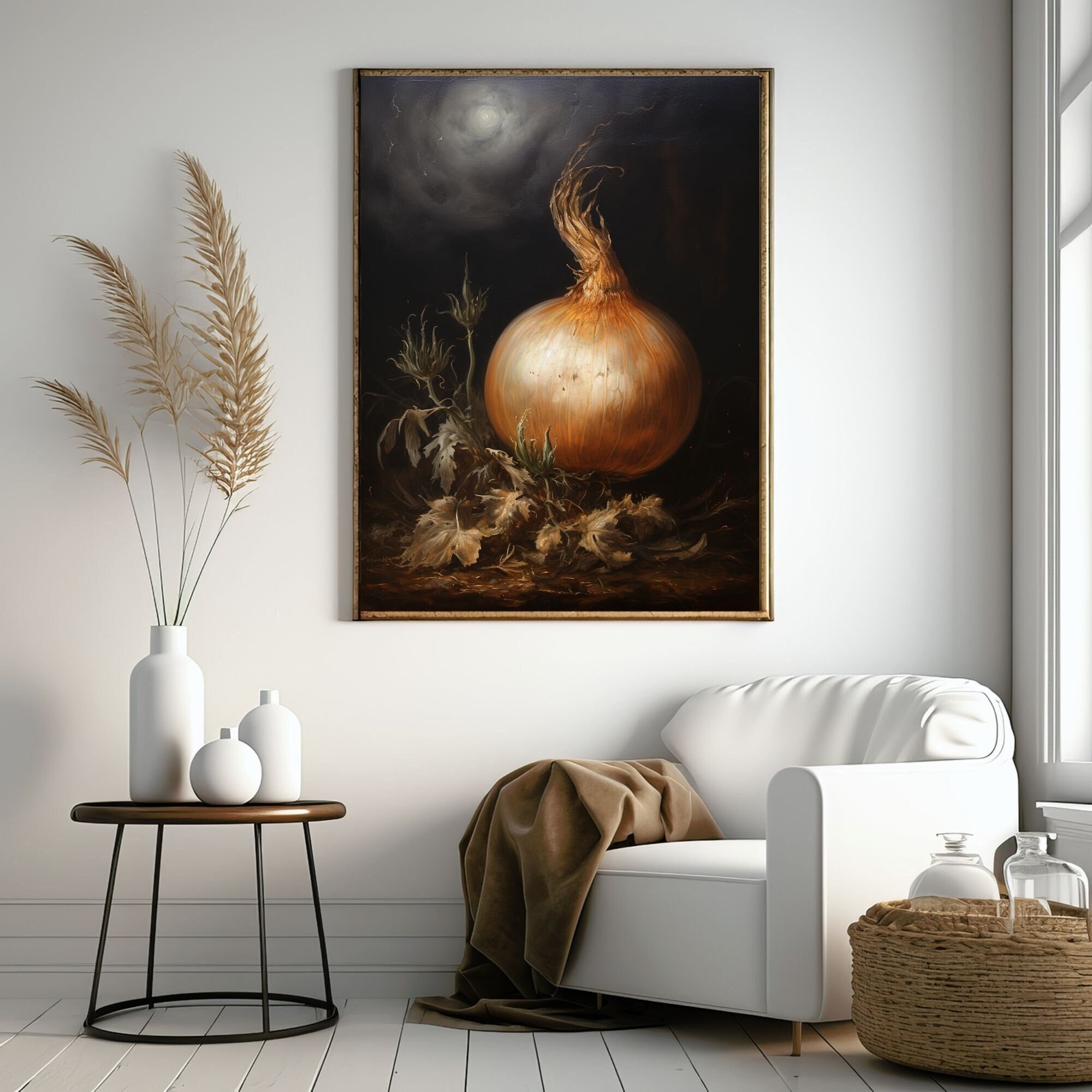 Onion Oil Painting, Onion Art Print, Earthy Gallery Wall, Autumn ...