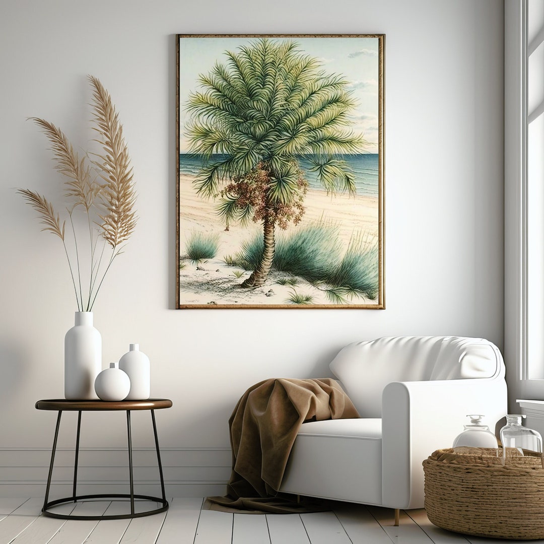 Vintage Palm Tree Illustration, Digital Art Download, Palm Tree ...