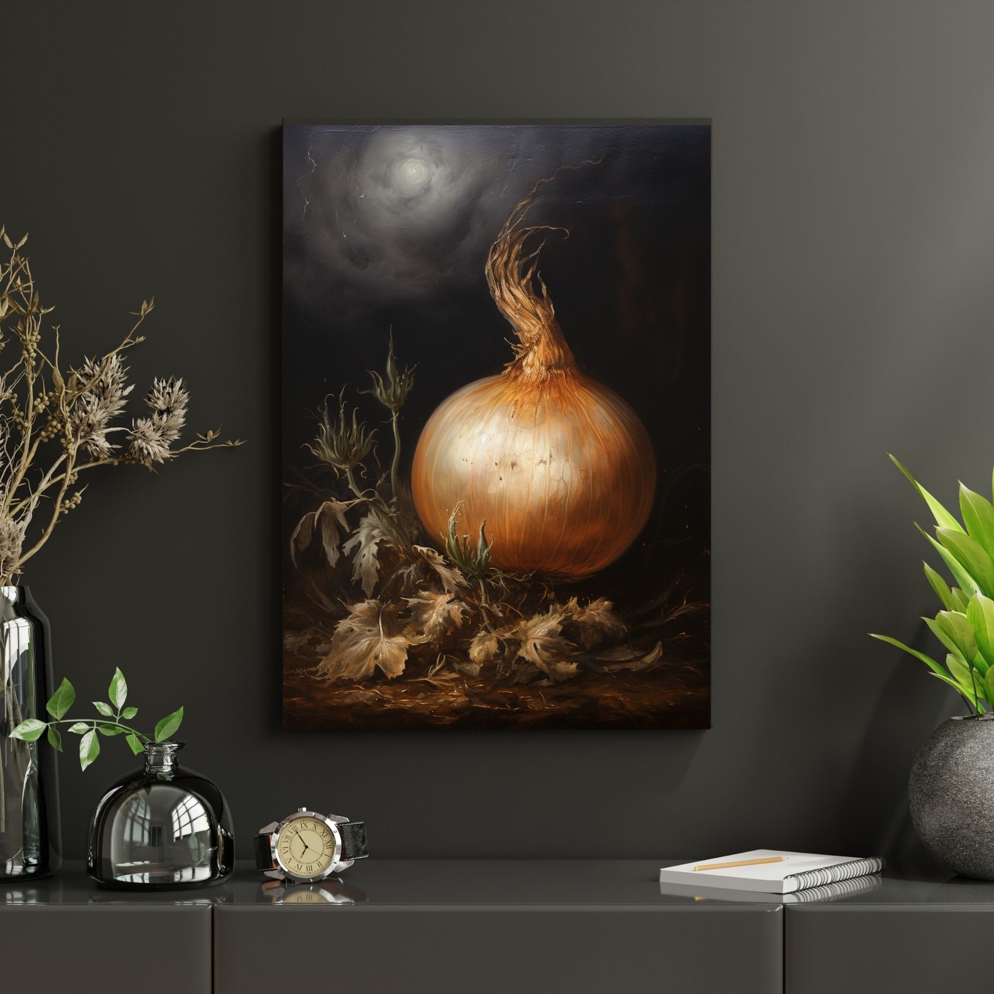 Onion Oil Painting Onion Art Print Earthy Gallery Wall - Etsy