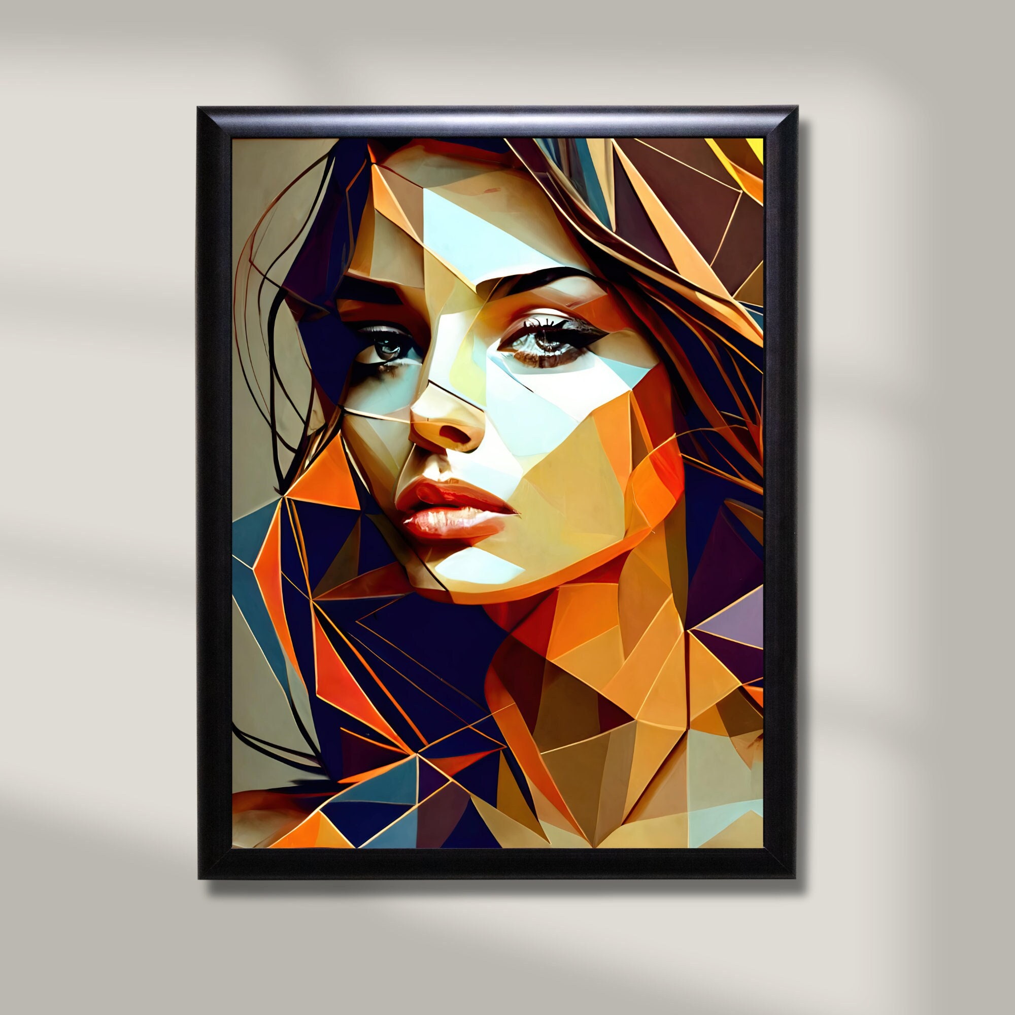 Modern Cubism Beautiful Woman's Face, Digital Wall Art Printable for ...