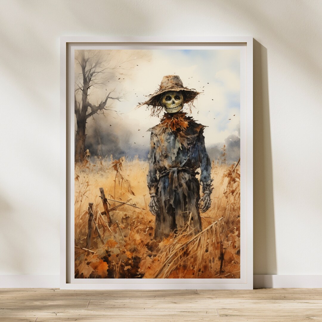 Scarecrow Print, Scarecrow Printable, Halloween Decor Indoor, Halloween ...