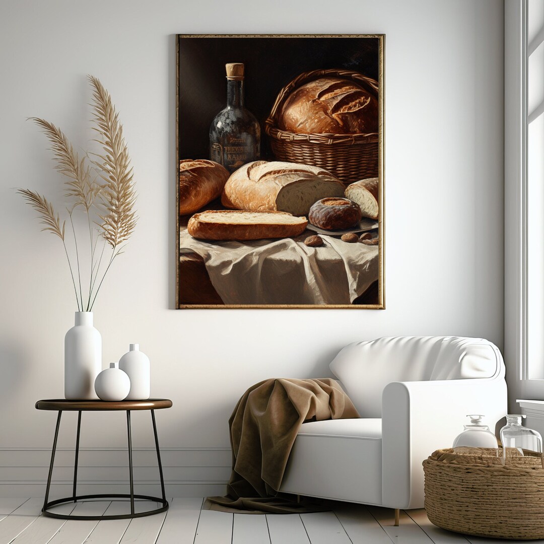 Bread Art Decor, Vintage Wall Art, Bread Painting, Vintage Food Art ...