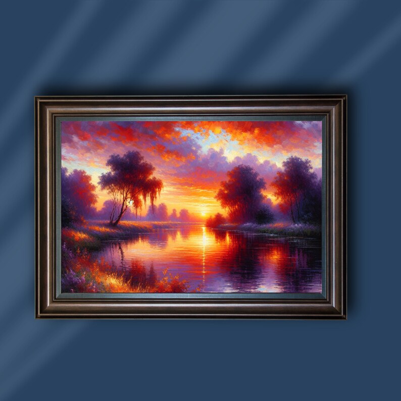 Louisiana Sunset Landscape Print, Vibrant Sunset Artwork, Purple Art ...