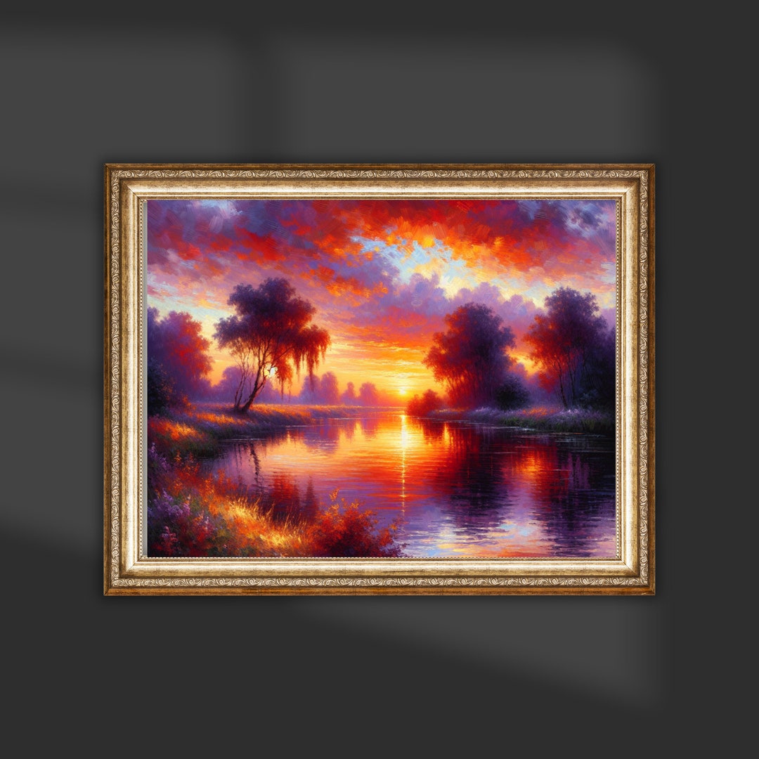 Louisiana Sunset Landscape Print, Vibrant Sunset Artwork, Purple Art ...