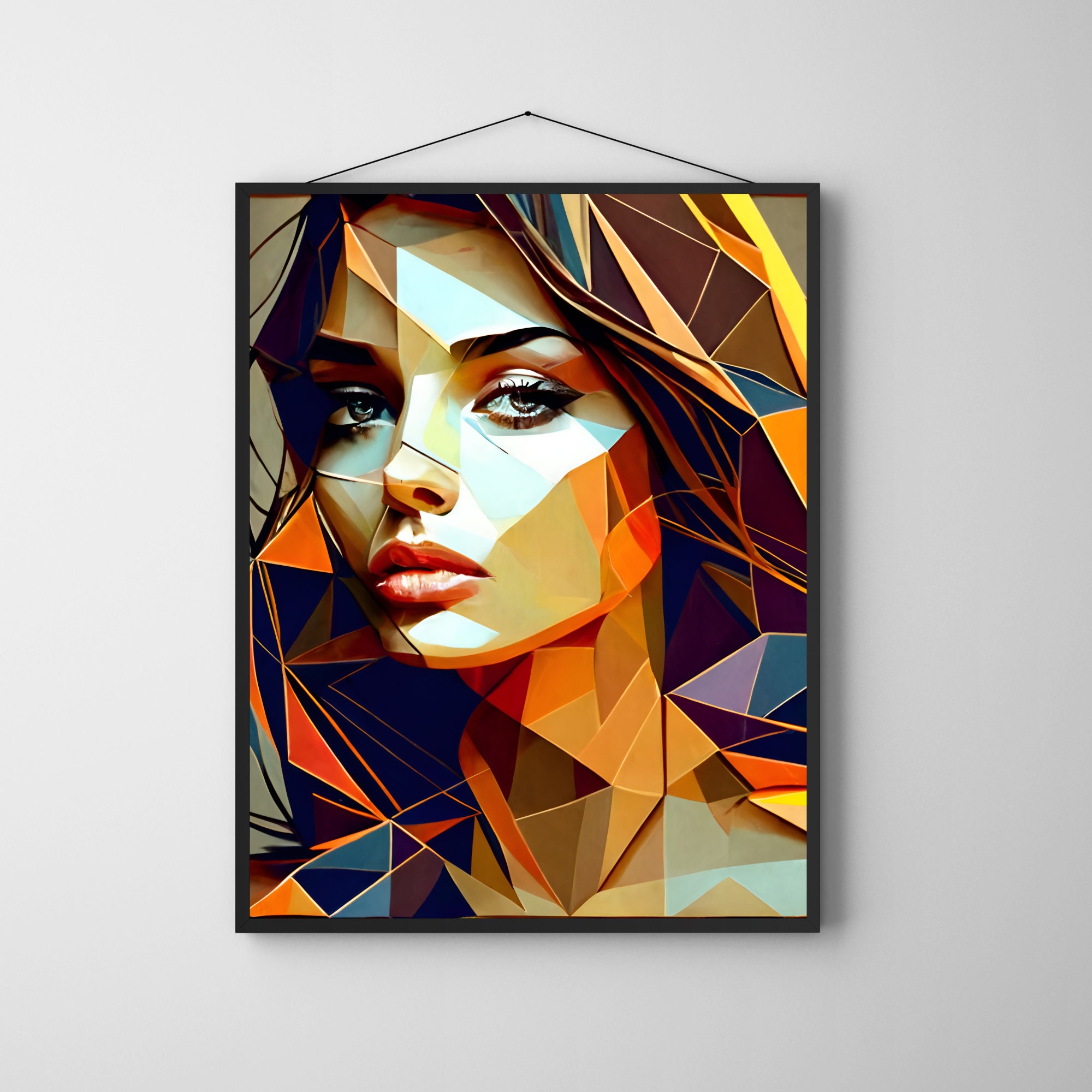 Modern Cubism Beautiful Woman's Face, Digital Wall Art Printable for ...
