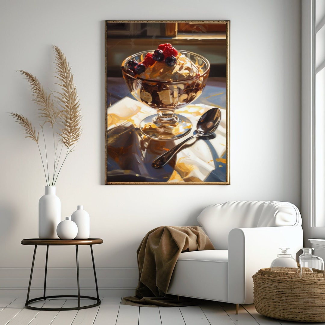 Ice Cream Sundae Painting Wall Art, Digital Print, Contemporary Dessert ...
