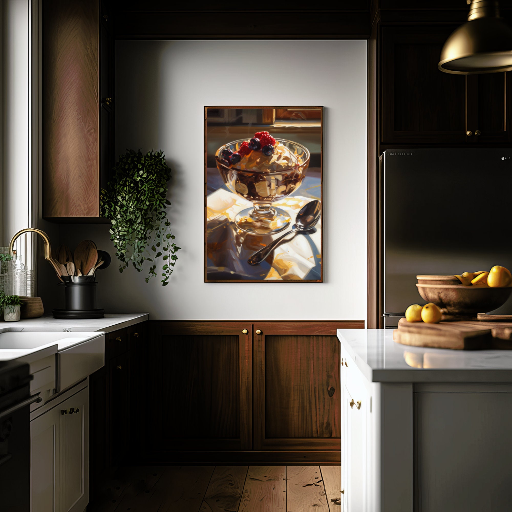 Ice Cream Sundae Painting Wall Art, Digital Print, Contemporary Dessert ...