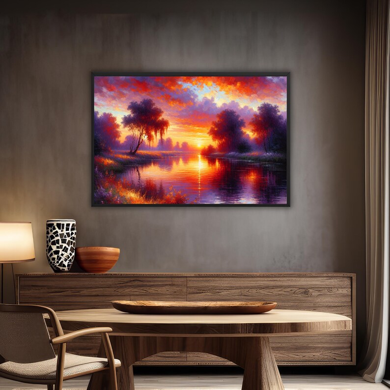 Louisiana Sunset Landscape Print, Vibrant Sunset Artwork, Purple Art ...