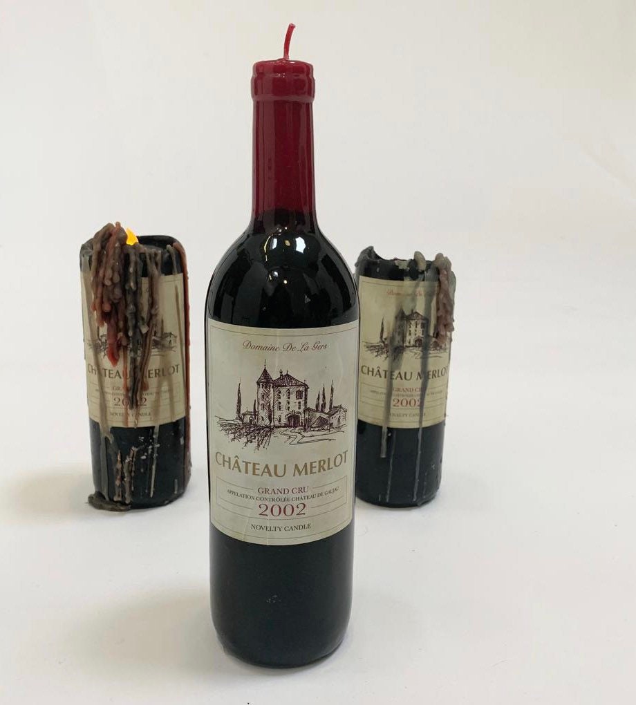 Wine Bottle Shaped Candle . Chateau Merlot Burns in a Very | Etsy