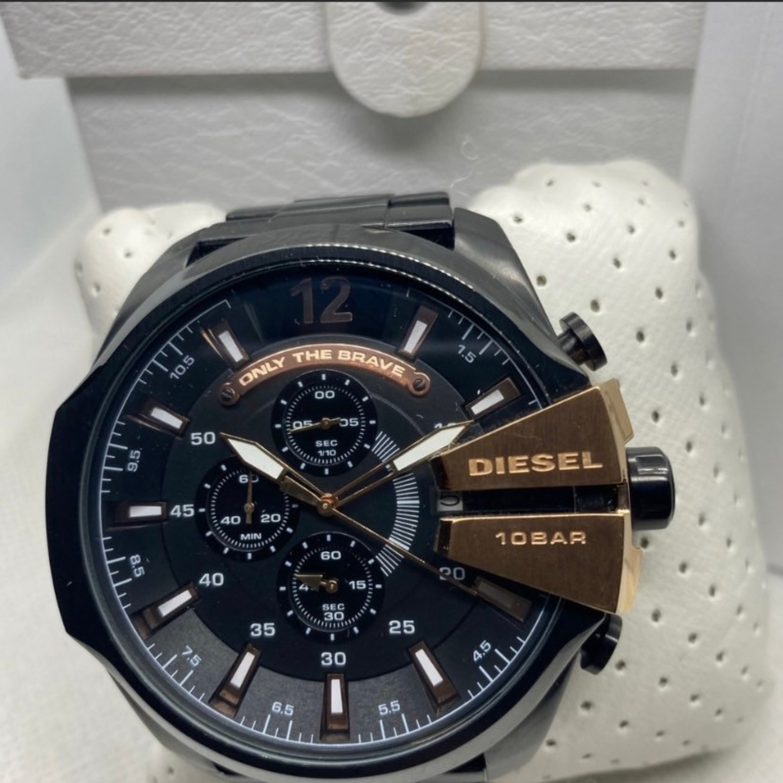 Mens diesel watch black /gold heavy duty unique looking watch | Etsy