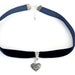 Silver Heart Velvet Choker/navy Blue Velvet Choker/ Antique Heart ...