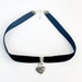 Silver Heart Velvet Choker/navy Blue Velvet Choker/ Antique Heart ...