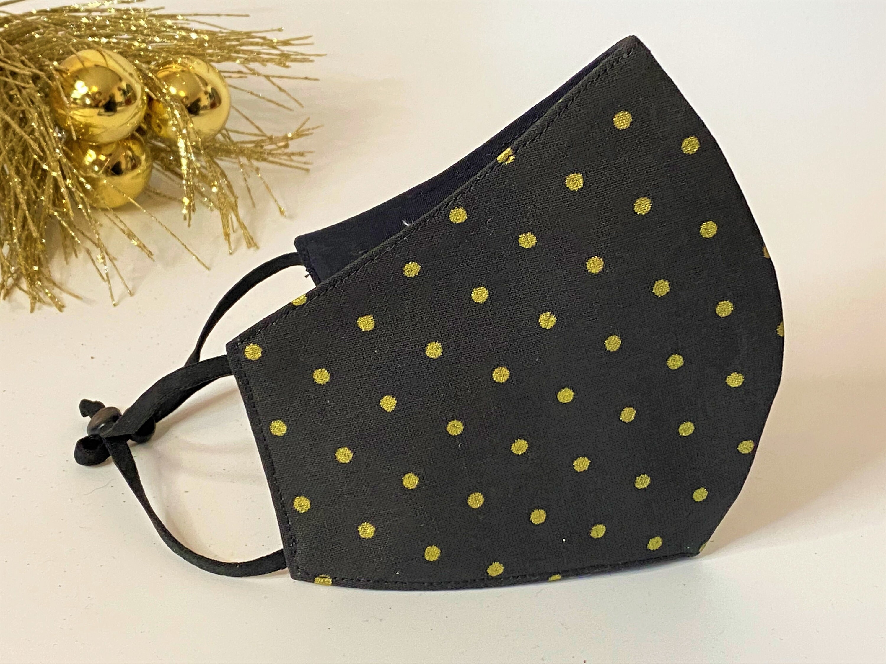 Gold Polka Dot Mask, Black Mask, Adult/teen/kids Mask, Washable Mask - Etsy
