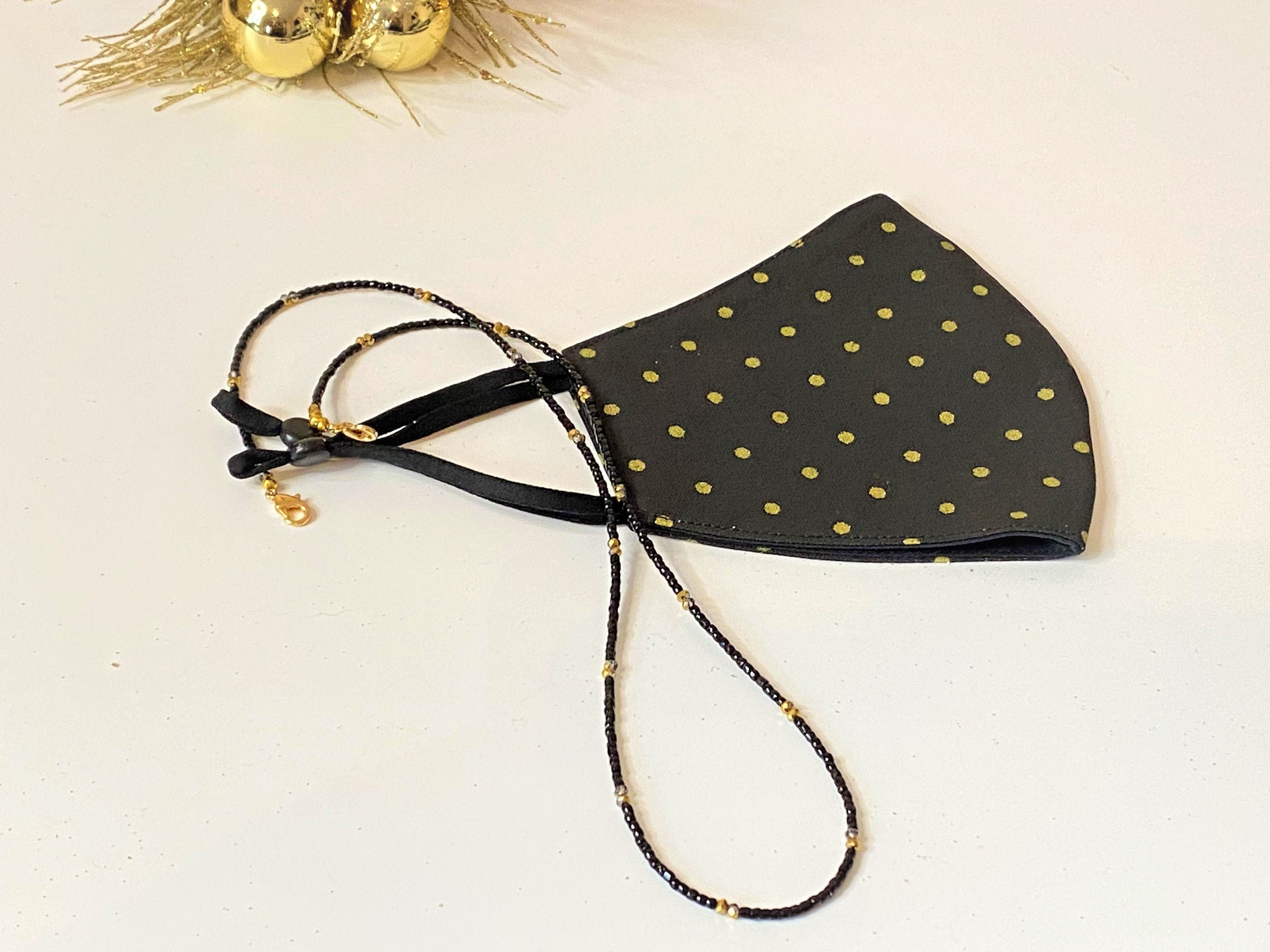 Gold Polka Dot Mask, Black Mask, Adult/teen/kids Mask, Washable Mask - Etsy