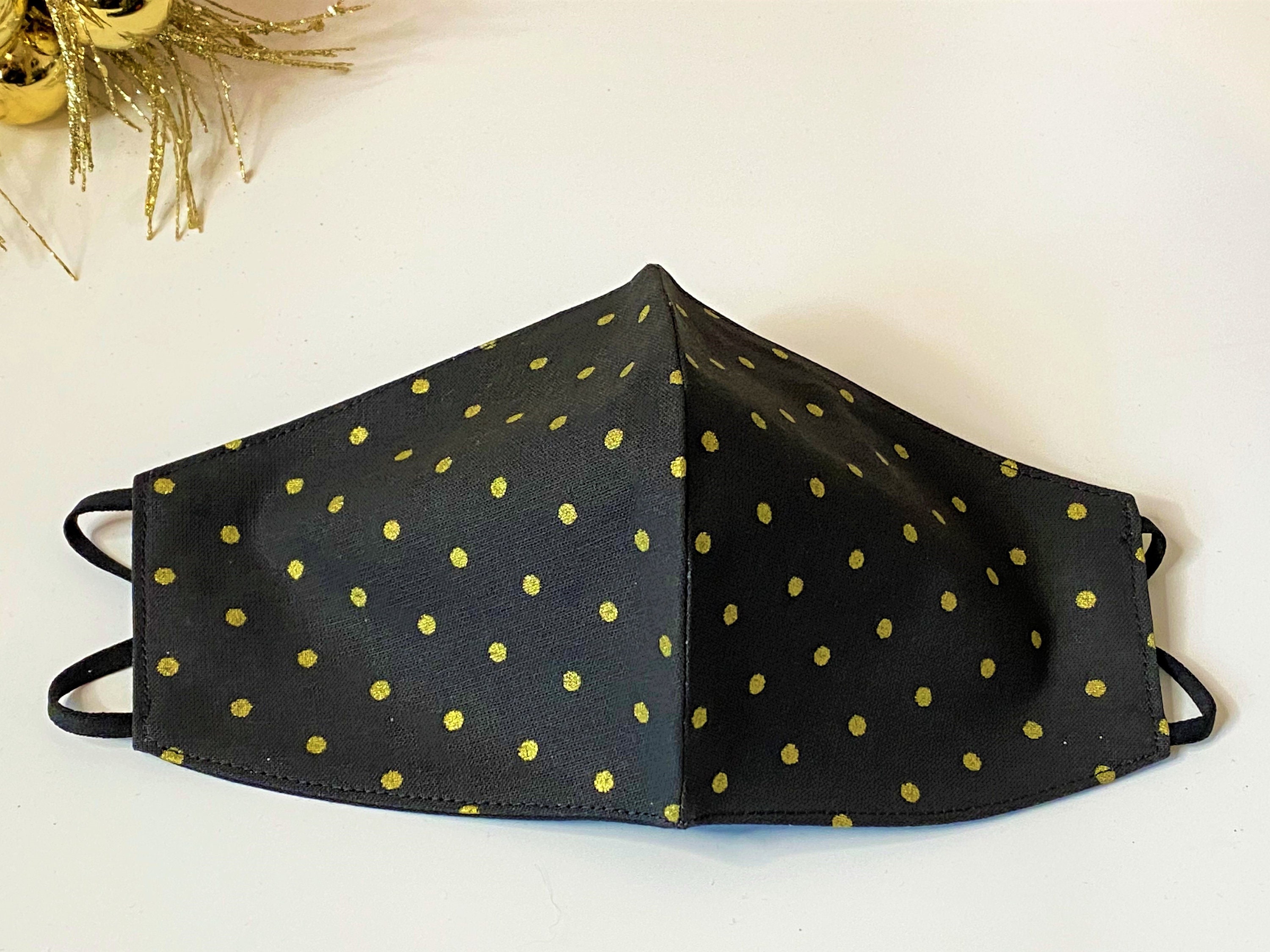 Gold Polka Dot Mask, Black Mask, Adult/teen/kids Mask, Washable Mask - Etsy