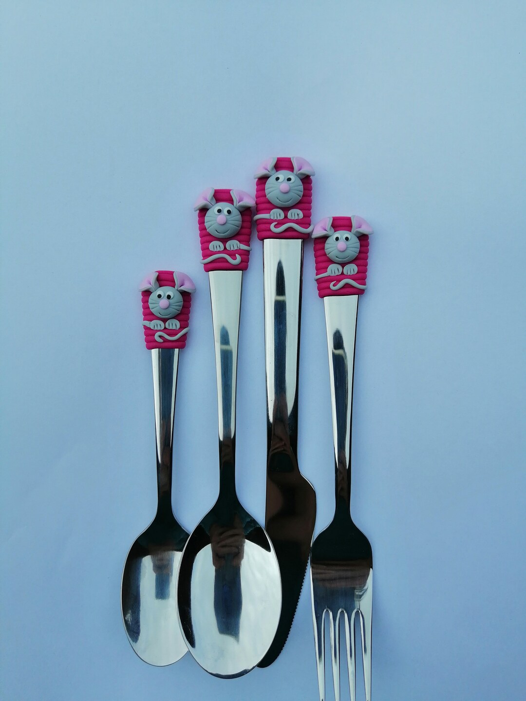 Pinkmouse Cutlery Covered With Polymer Clay FIMO - Spoon, Fork ...