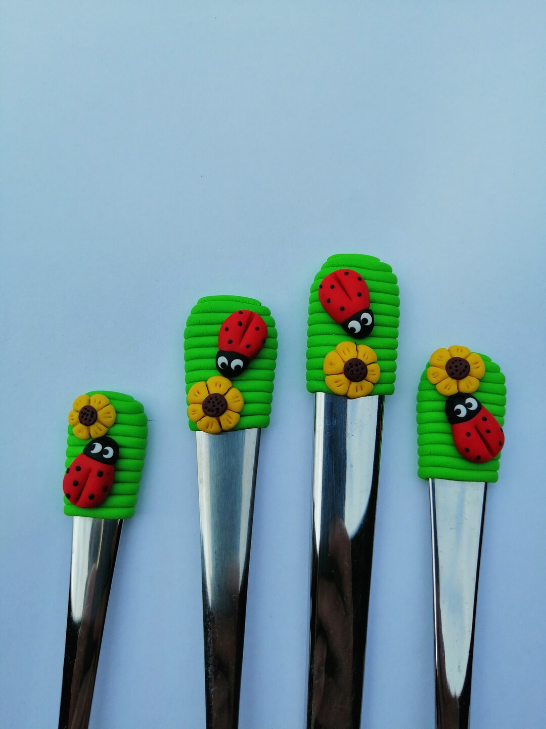 Ladybug Cutlery Covered With Polymer Clay FIMO. Spoon, Fork, Teaspoon ...