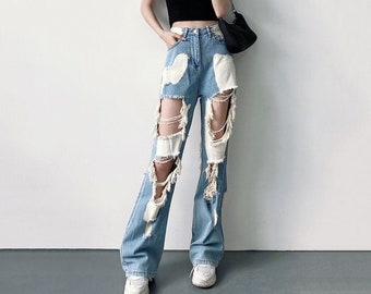 Y2k Ripped Jeans - Etsy