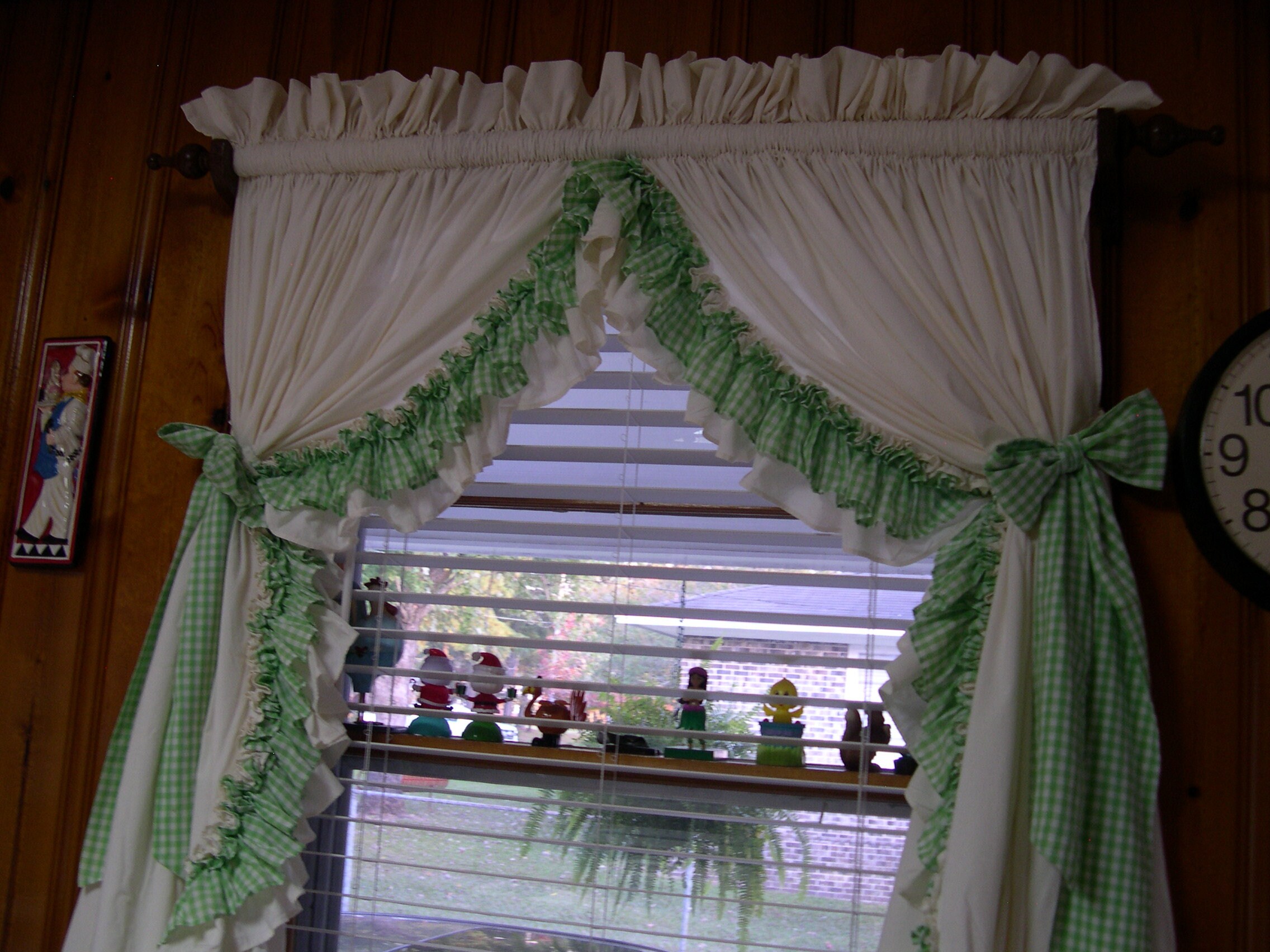 Handmade Vintage Ruffled Country Curtains in Muslin and Gingham ...