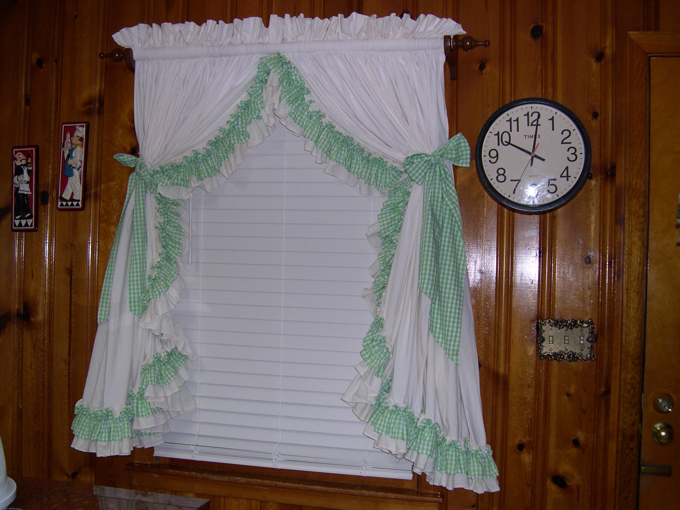 Handmade Vintage Ruffled Country Curtains in Muslin and Gingham ...