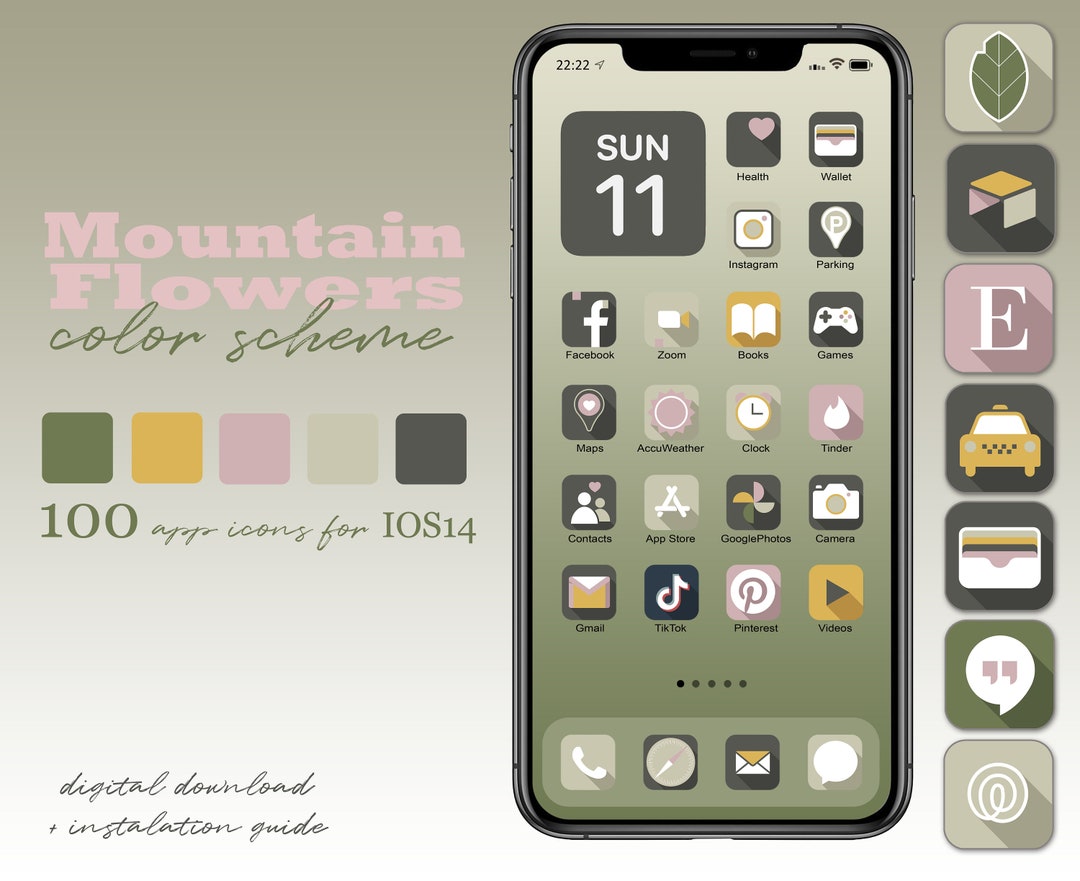 Pastelic IOS14 App Icons, Floral Color Theme, Icons Bundle, IOS14 App ...