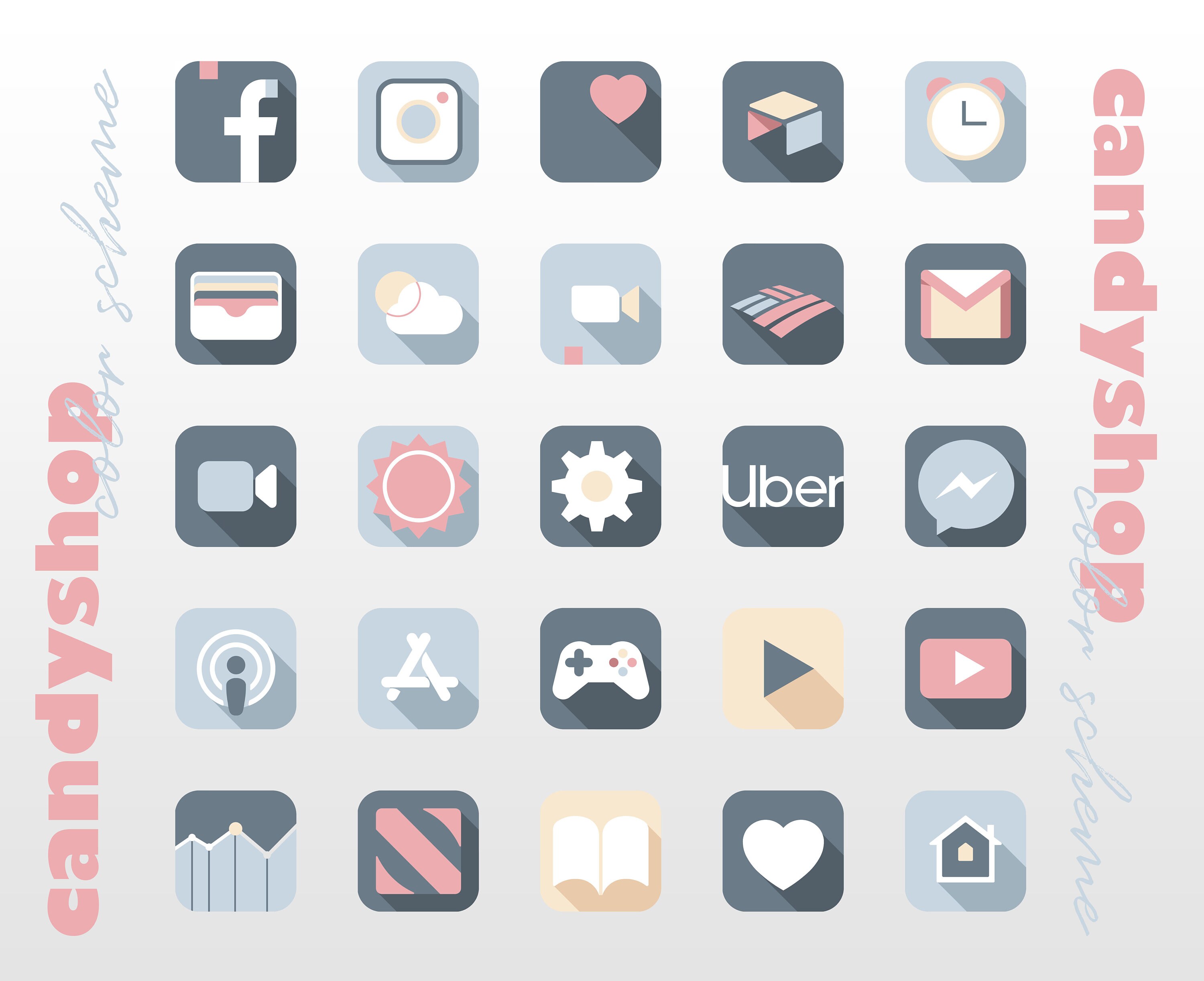Pastelic IOS14 App Icons Candyshop Color Theme Icons Bundle - Etsy