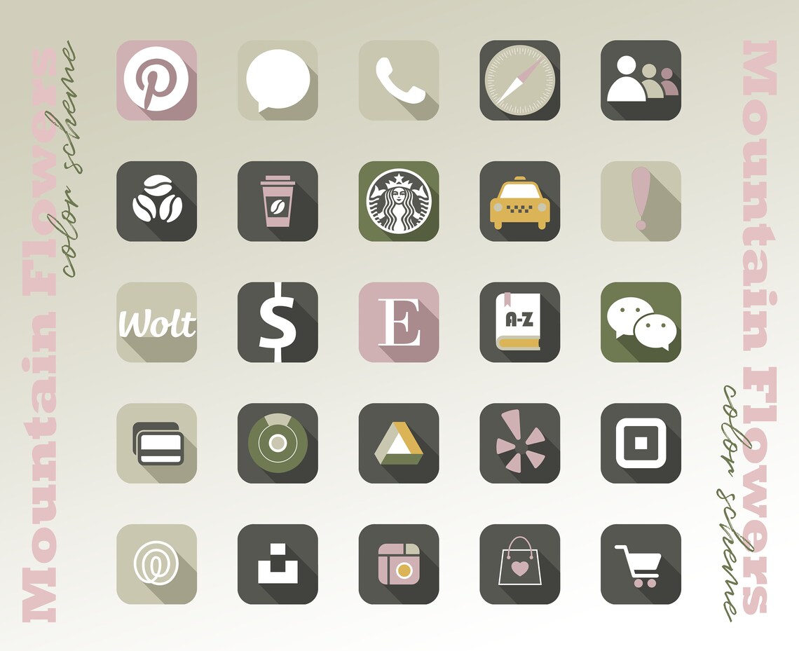 Pastelic IOS14 App Icons Floral Color Theme Icons Bundle | Etsy
