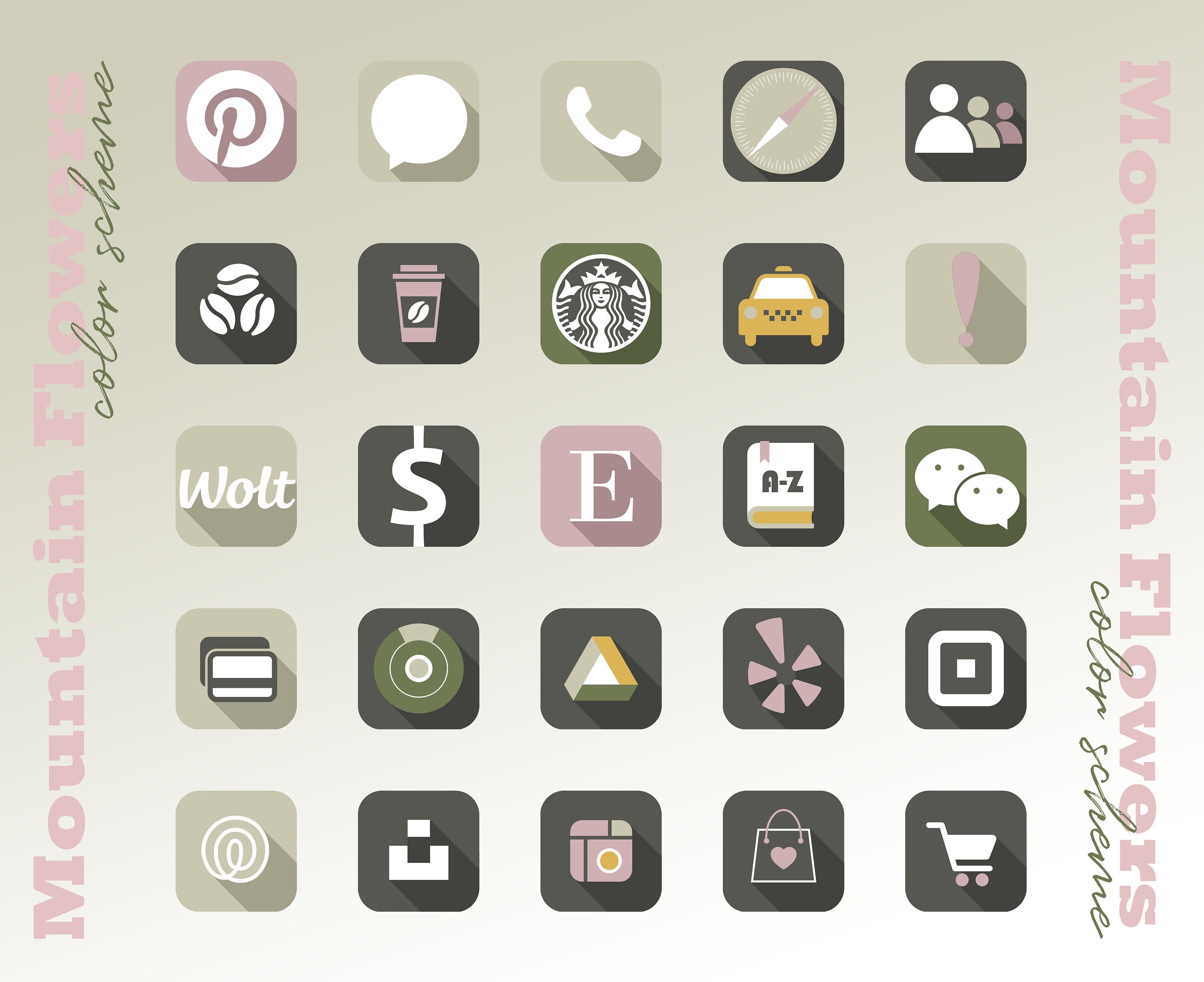 Pastelic IOS14 App Icons Floral Color Theme Icons Bundle - Etsy