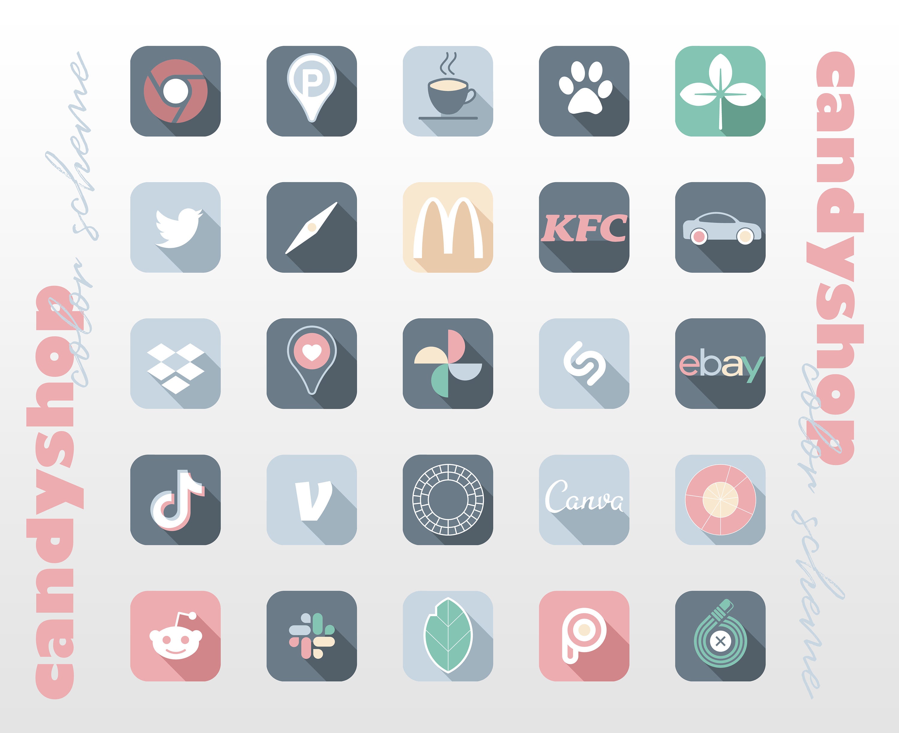 Pastelic IOS14 App Icons Candyshop Color Theme Icons Bundle - Etsy
