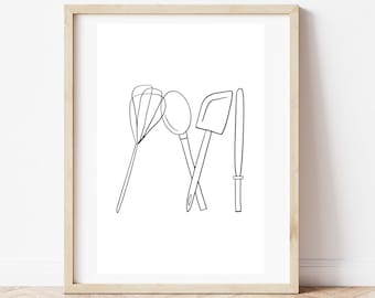 Kitchen Utensils Print Printable Wall Art Digital Download | Etsy