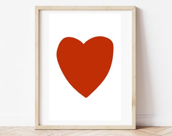 Red Heart Print | Love Art | Heart Print | Printable Art | Nursery Art ...