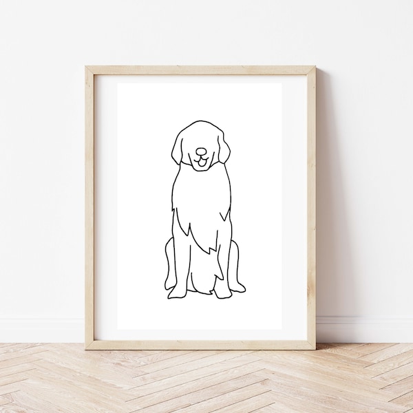 Golden Retriever Outline Print - Etsy