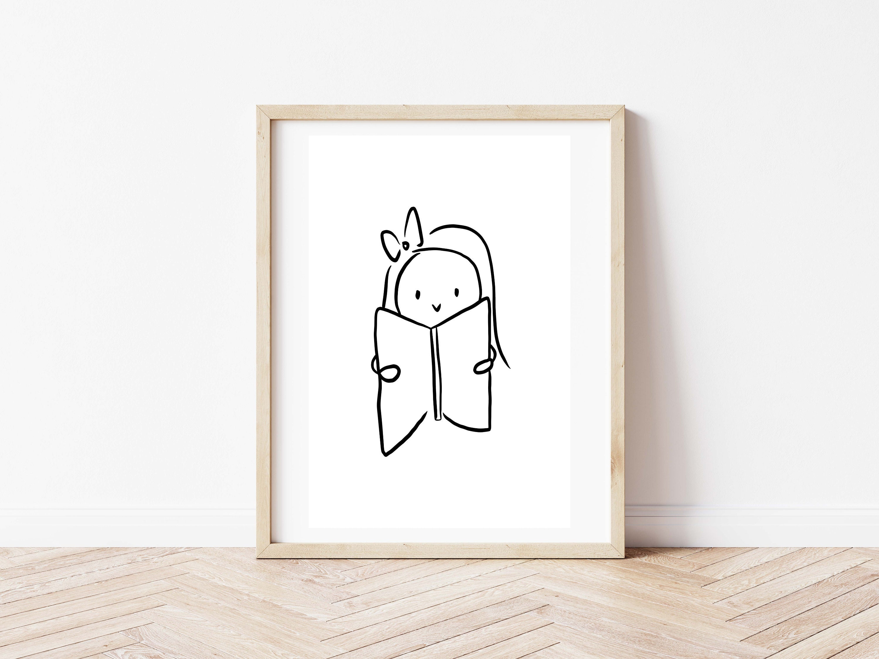 Girl Reading Book Print, Digital Download, Printable Art - Etsy