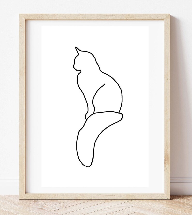 Sitting Cat Outline Print, Digital Download, Printable Art - Etsy