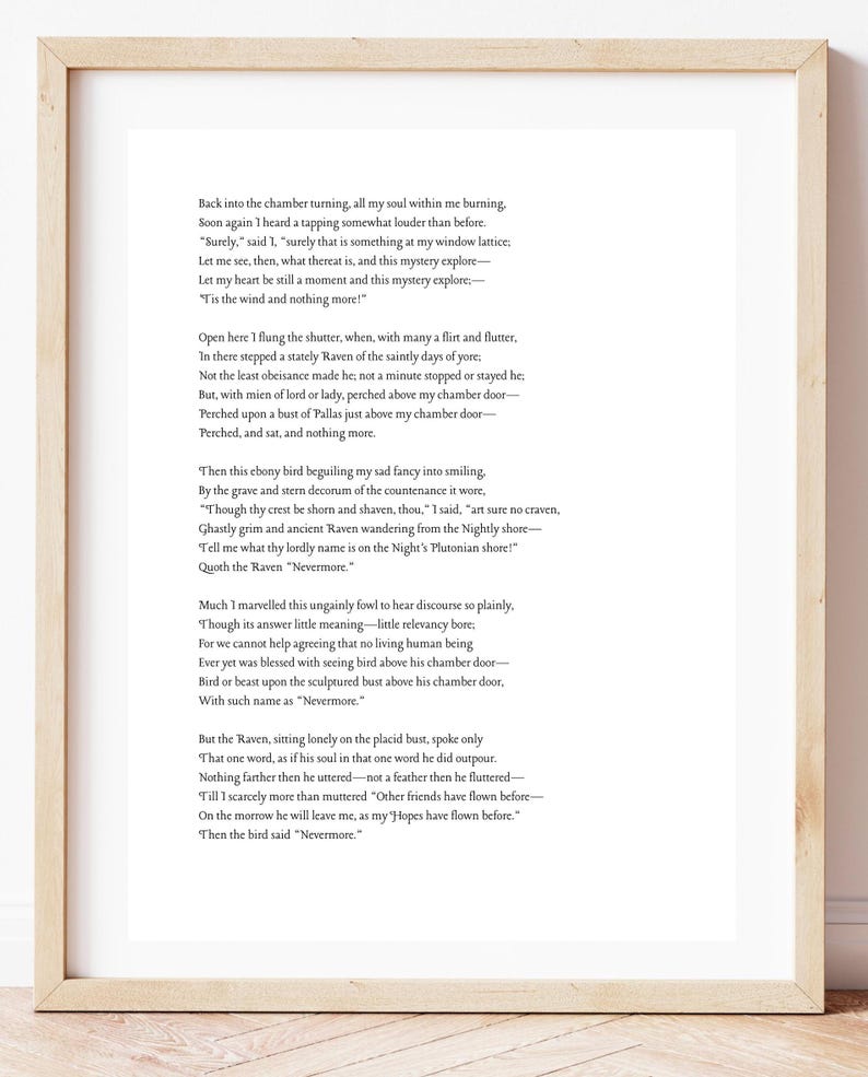 The Raven by Edgar Allen Poe Full Poem, Digital Download, Printable Art ...