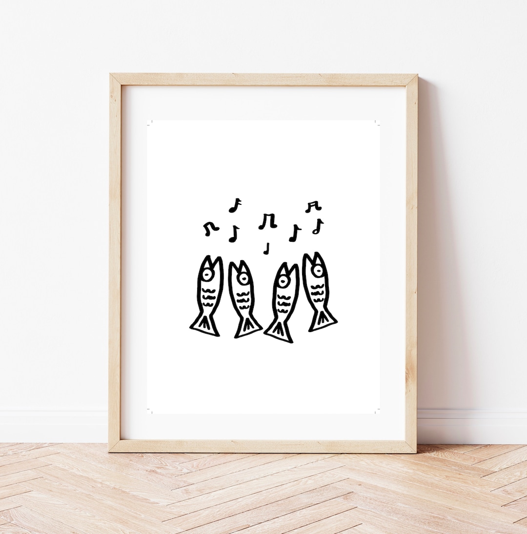 Singing Sardines Outline Print, Digital Download, Printable Art, Wall ...