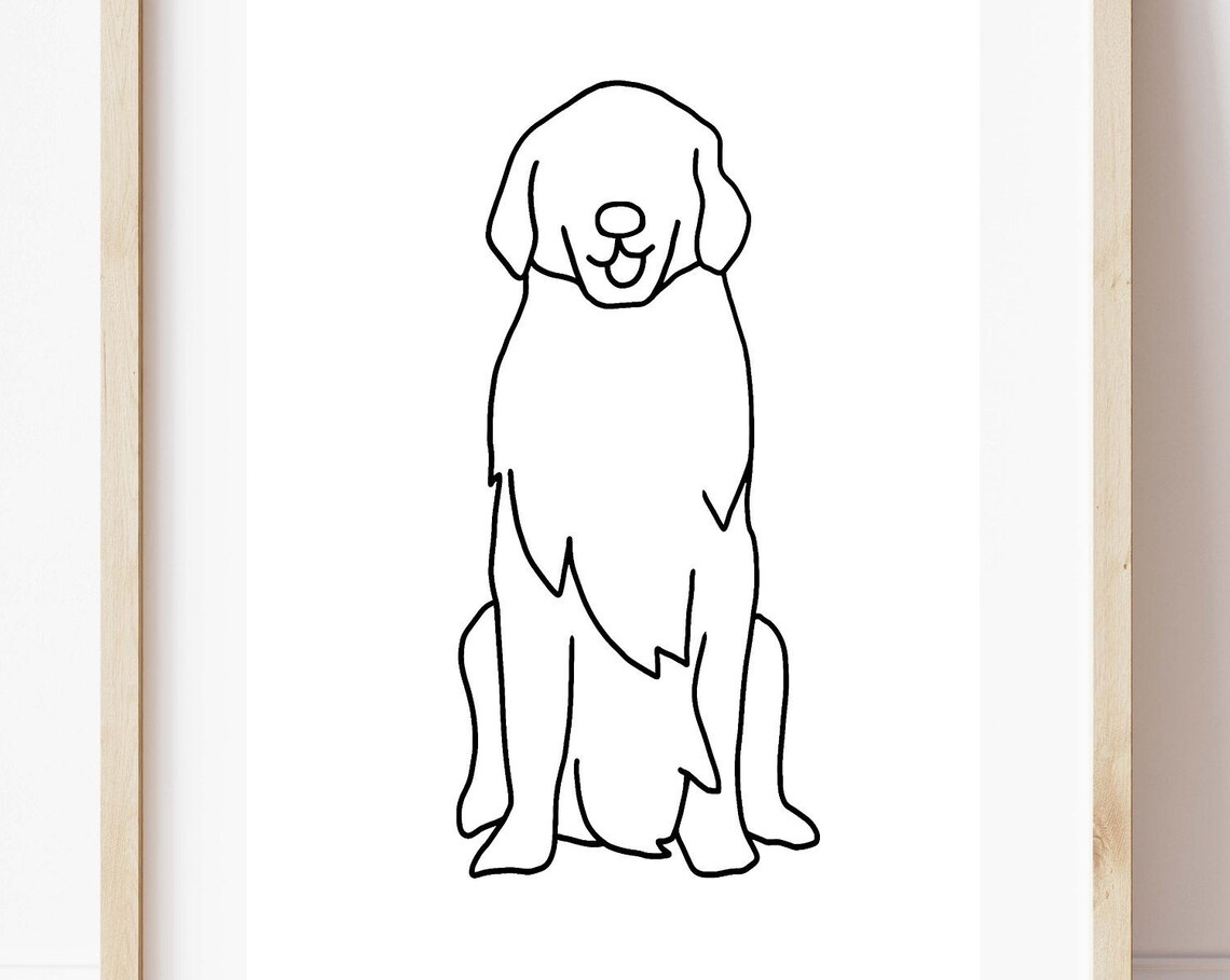 Golden Retriever Outline Print, Digital Download, Printable Art - Etsy