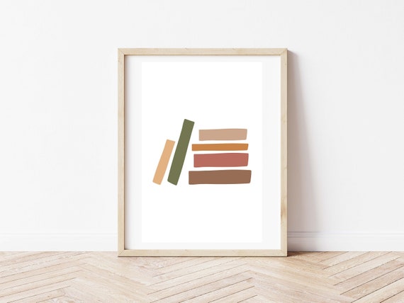 Book Stack Print Pink Digital Download Printable Art | Etsy